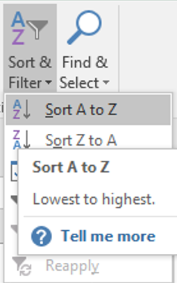 Tips –Sorting Lists in Excel