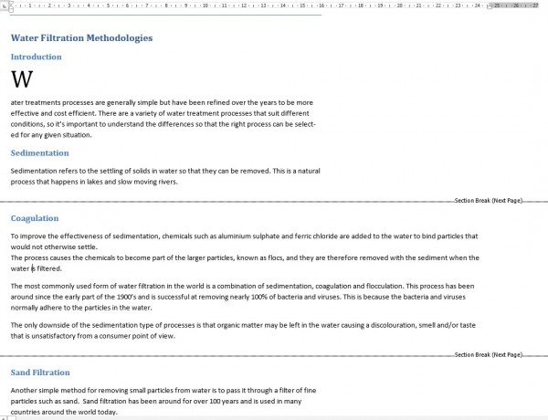 Tips – Word Sections explained.