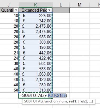 Tips – Subtotals in a Filtered List in Excel