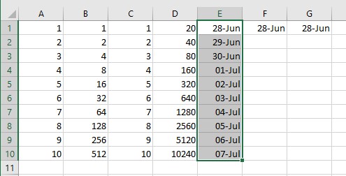 Tips – Fill Series in Excel Spreadsheets