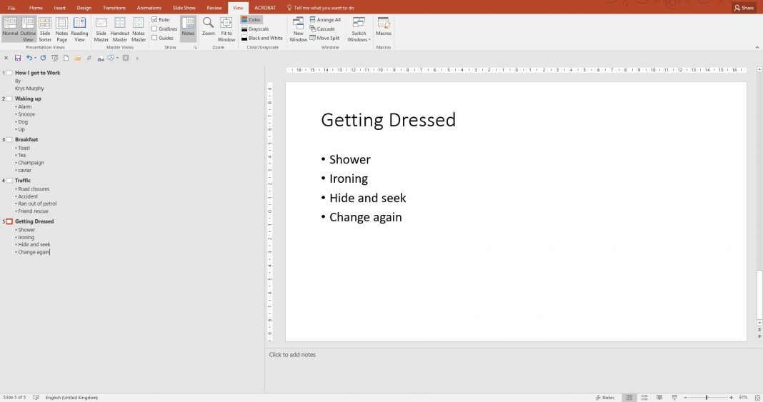Tips - Using Outline View in PowerPoint