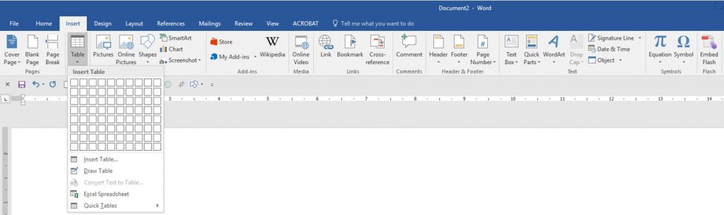 Tip – Drawing Tables in Word