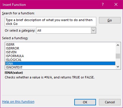 Tips – Using the ISNA function in Excel