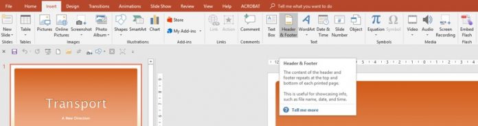 The use of footers in PowerPoint
