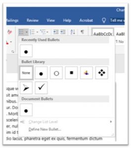 Changing Numbered paragraphs in Word to letters or bullets