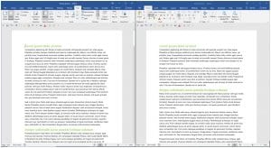 How do I use synchronised scrolling in Word?