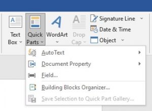 What is Quick Parts in Word