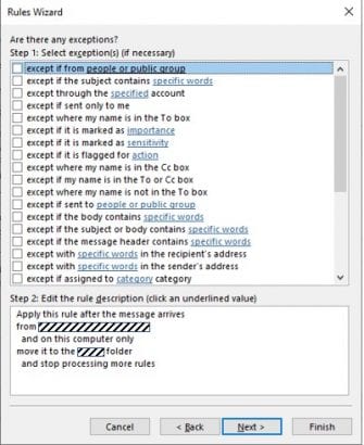 How to create a rule in Outlook