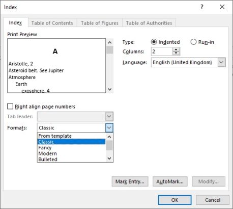 How to create Index Entries quickly and sub-entries as well as more advanced settings.