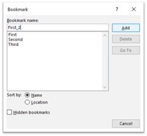 Linking Bookmarks in Word