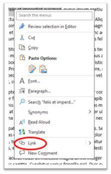 Linking Bookmarks in Word