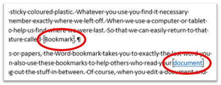 Linking Bookmarks in Word