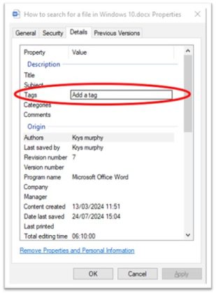 How to Tag your files in Windows